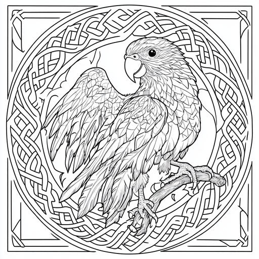 Complex Celtic knot with a parrot in the style of Teagan White ...