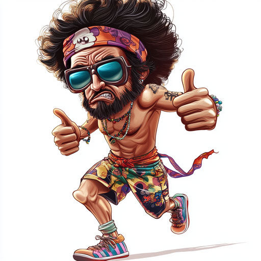 Humorous caricature of a hippie with human characteristics – IMAGELLA