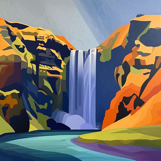 Waterfall with abstract rock formations and bold colors – IMAGELLA