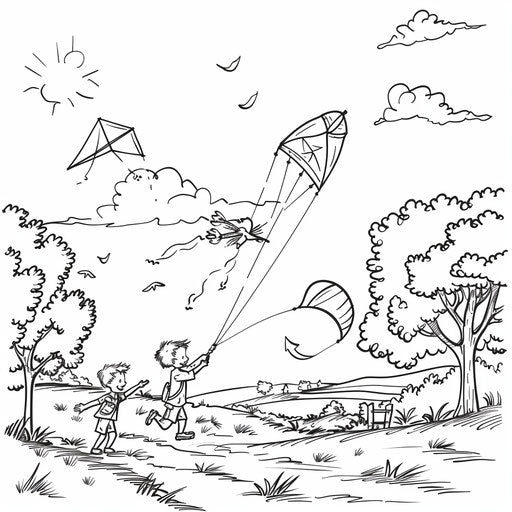 Children flying kites, windy spring day – IMAGELLA