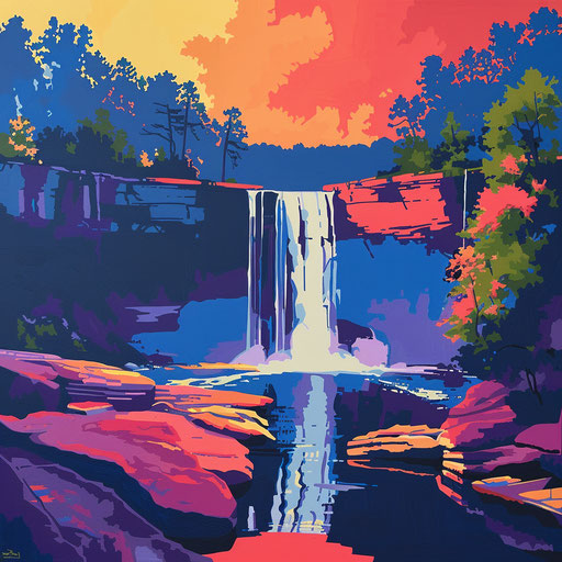 Noccalula Falls, Alabama, bold vibrant color palette – IMAGELLA