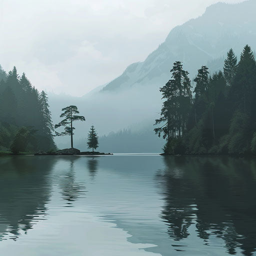 Realistic lake clipart on flat slate grey background – IMAGELLA