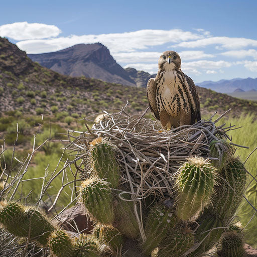 Swainson's hawk in nest on top of a cactus – IMAGELLA