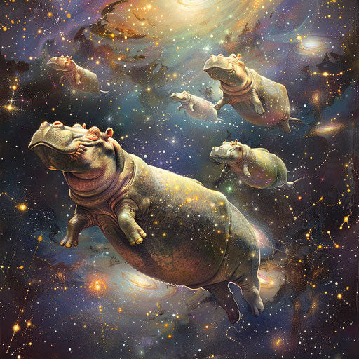 Floating hippos in the starry space – IMAGELLA