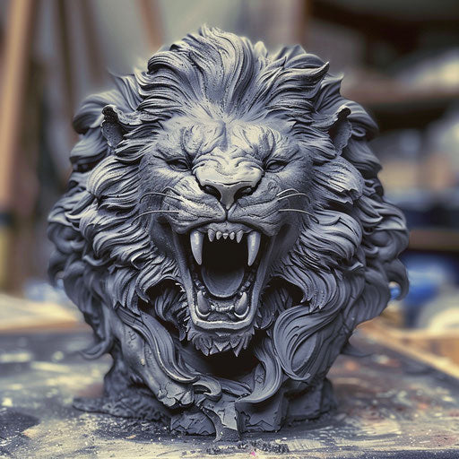 Small lion head for strength, in the style of Steve McNiven – IMAGELLA