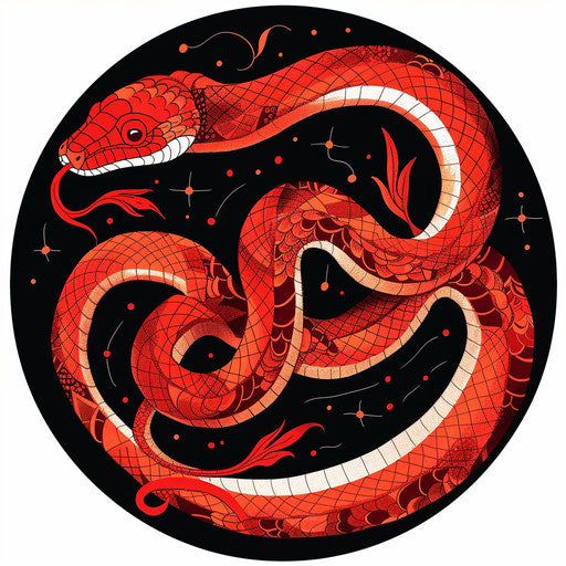 Playful flat tattoo sketch of a red snake chasing its own tail ...