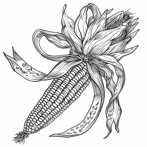 Corn cob adorned with a ribbon for a harvest festival. Coloring book ...