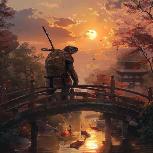 Samurai turtle on a bridge at sunset – IMAGELLA