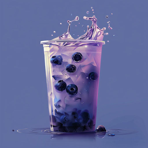 Hyper-realistic boba clipart on flat indigo background – IMAGELLA