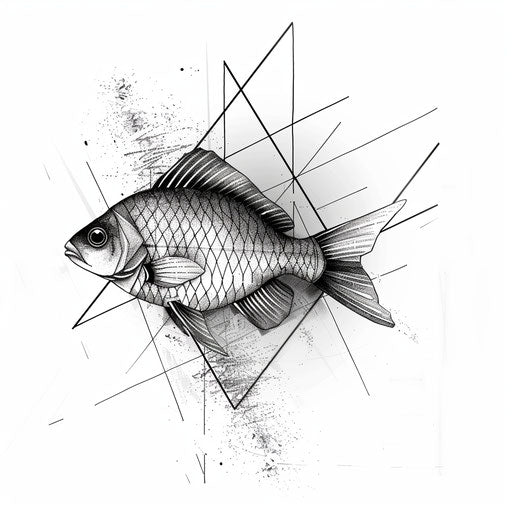 Modern geometric fish tattoo on white background – IMAGELLA