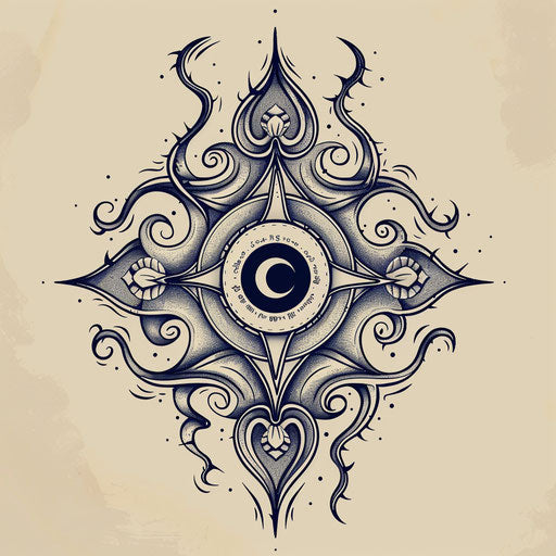 Stylized flat tattoo sketch of a healing sigil with soothing waves and ...