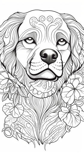 Adult coloring pages dog, negative space emphasis style – IMAGELLA