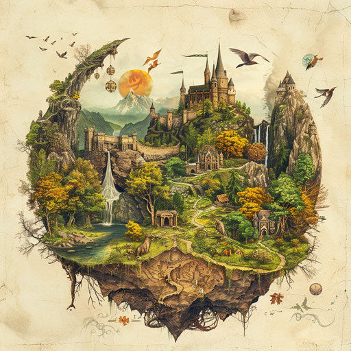 Fantasy map with mythical creatures and magical forests – IMAGELLA