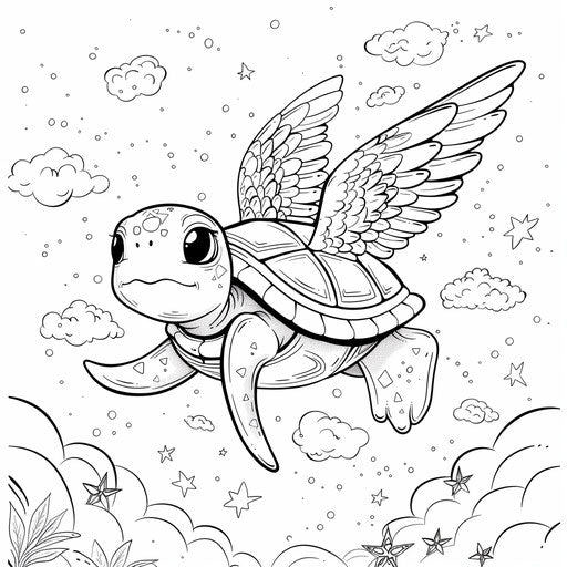 Flying turtle with angel wings in the sky – IMAGELLA