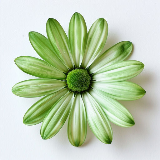 Green flower on white background, webcore style, negative space – IMAGELLA