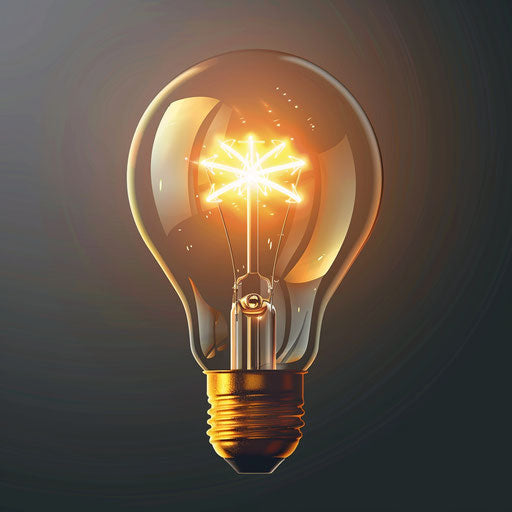 Realistic illustration of a light bulb on flat random background – IMAGELLA