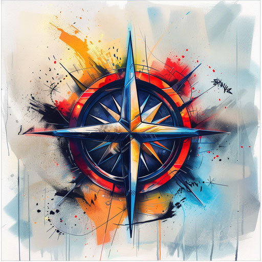 Graffiti-style tattoo sketch of colorful compass rose – IMAGELLA