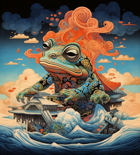 Personal frog, unique yokai illustration, frozen movement – IMAGELLA