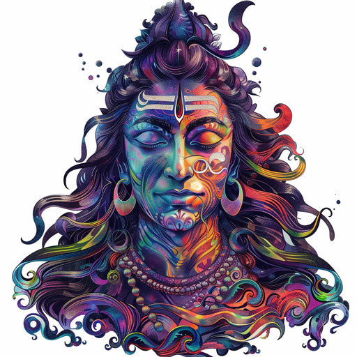 Realistic Shiva clipart on flat white background, vibrant hues and ...