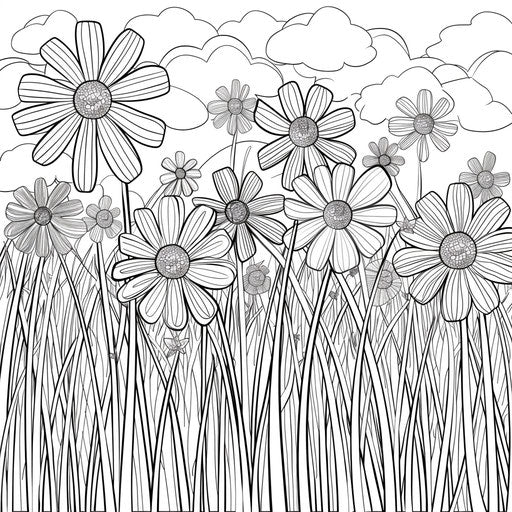 Simple Flowers Meadow for Coloring Book – IMAGELLA