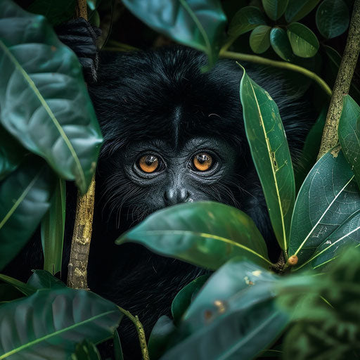 Curious monkey hidden in lush foliage – IMAGELLA