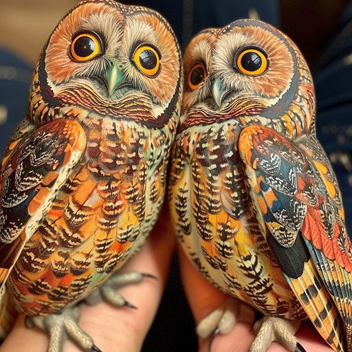 Adorable matching owls, in the style of Guy Aitchison – IMAGELLA