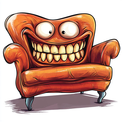 Humorous caricature of a sofa with human characteristics – IMAGELLA