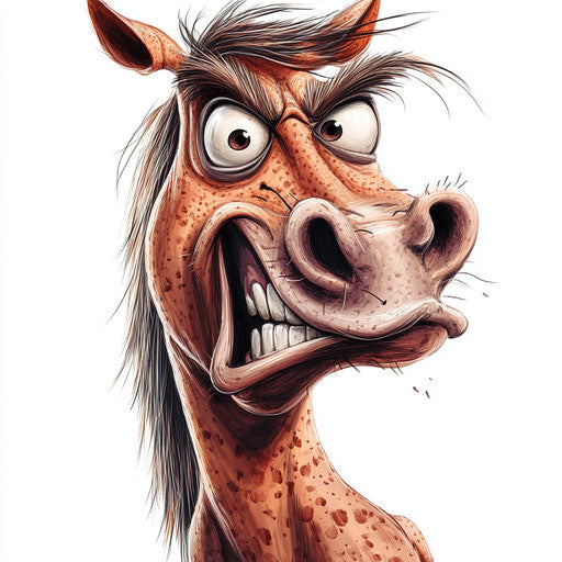 Humorous caricature of a mustang with human characteristics – IMAGELLA