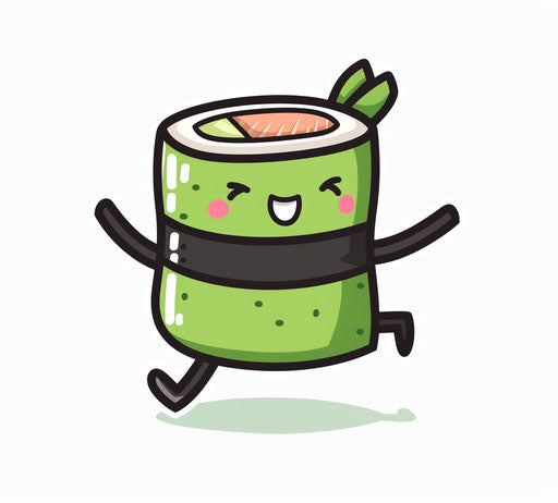 Dancing Sushi in green and black with pink cheeks – IMAGELLA