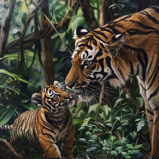 Mother Sunda tiger teaching cub about jungle life – IMAGELLA