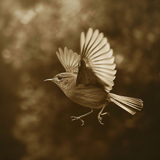 Wren bird in mid-flight, wings spread wide – IMAGELLA