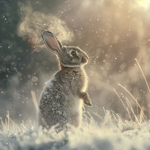 Alert rabbit in a frosty morning landscape – IMAGELLA