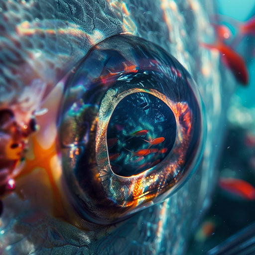 A swordfish eye in a vibrant underwater scene – IMAGELLA