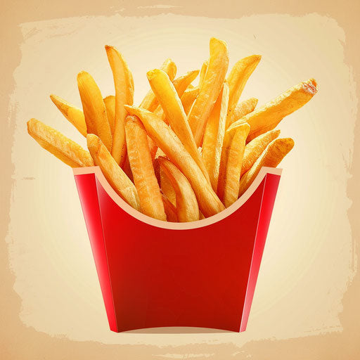 Photo realistic style clipart of french fries with flat random ...