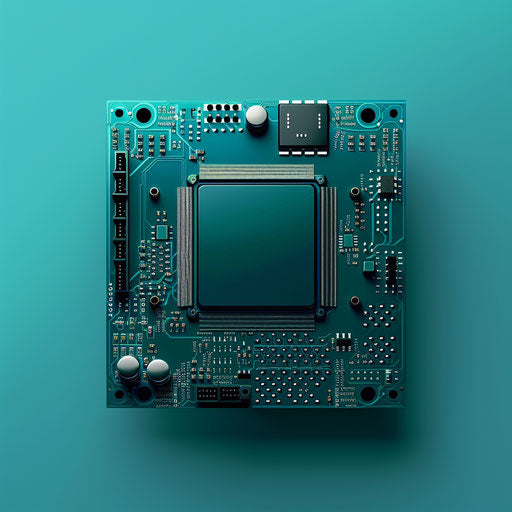 Realistic CPU clipart on flat teal background – IMAGELLA