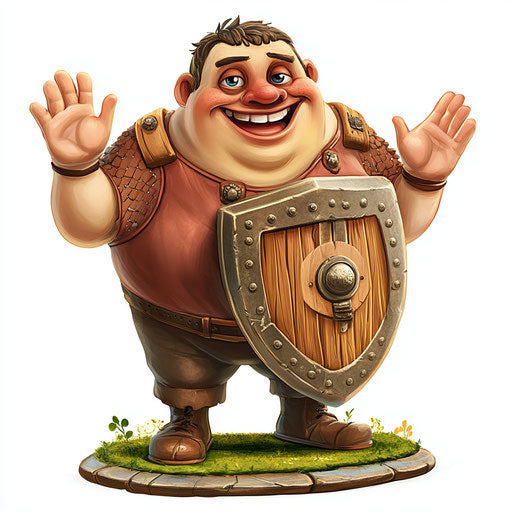 Humorous caricature of a shield with human characteristics – IMAGELLA