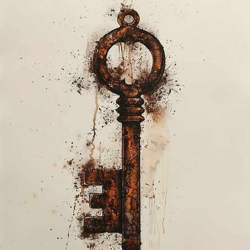 Rusty iron key with metallic textures and dark shading – IMAGELLA
