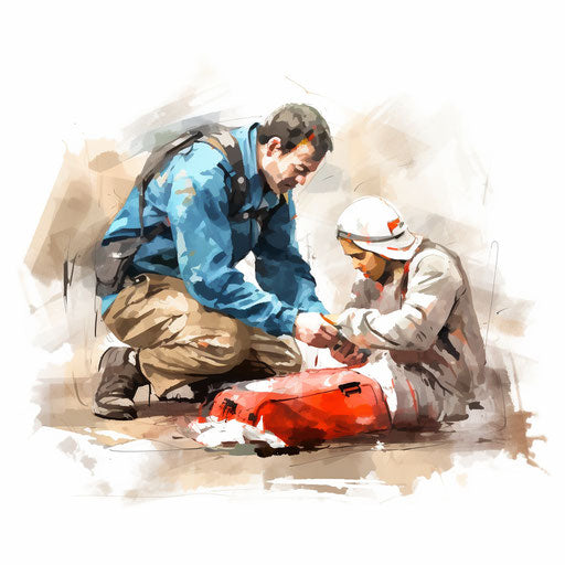First aid illustration in the style of Impressionistic Art, on white ...