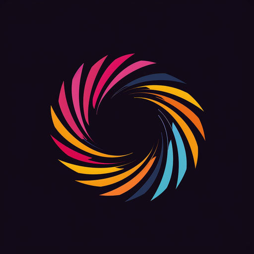 Dynamic business logo with sharp lines and bold colors, on a black ...