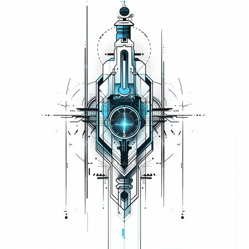 Futuristic flat tattoo sketch of a digital balance meter – IMAGELLA