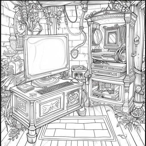 Whimsical computer in a fantasy setting with magical elements – IMAGELLA
