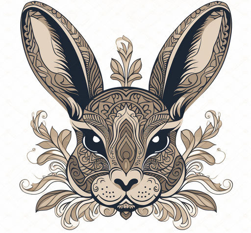 Simple rabbit head coloring sheet in intricate engravings style – IMAGELLA