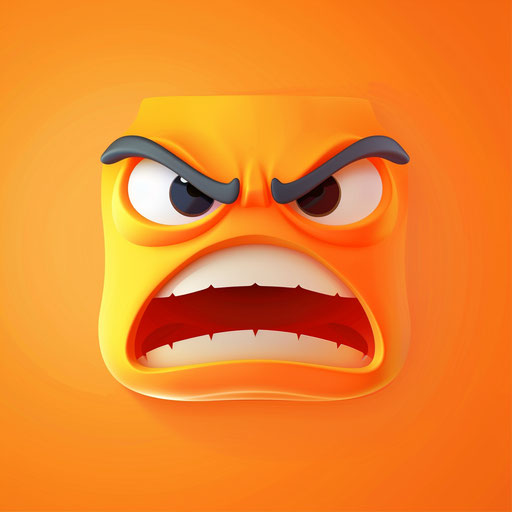 Realistic angry face on flat sunset orange background – IMAGELLA