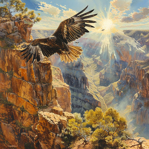 Wedge-tailed eagle teaching to fly in canyon – IMAGELLA