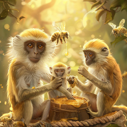 Monkey family teaches young to gather honey while avoiding bees – IMAGELLA