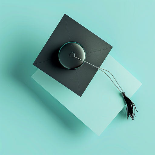 Realistic graduation cap on a serene aqua backdrop – IMAGELLA