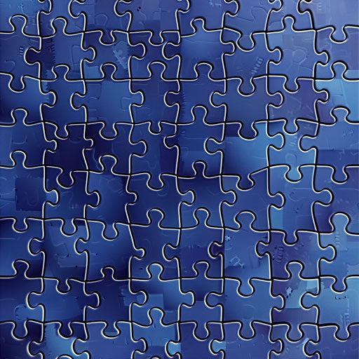 Realistic puzzle clipart on flat indigo background – IMAGELLA