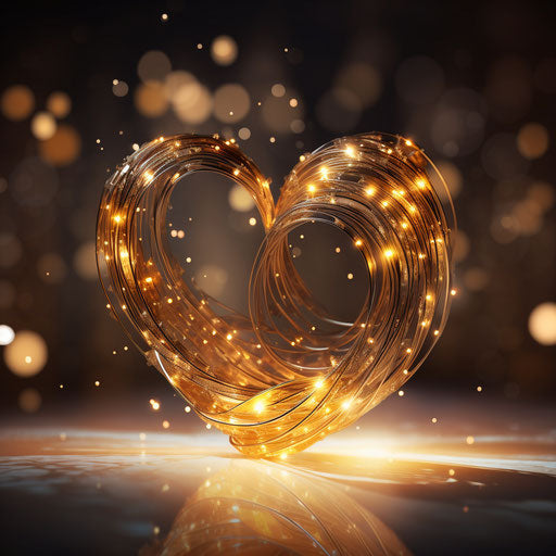 3D heart-shaped CD desktop wallpaper made of string and lights in dark ...