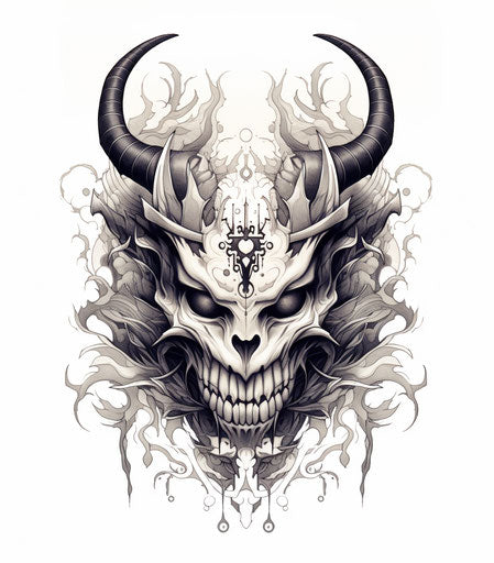 Black and white devil tattoo on white background – IMAGELLA