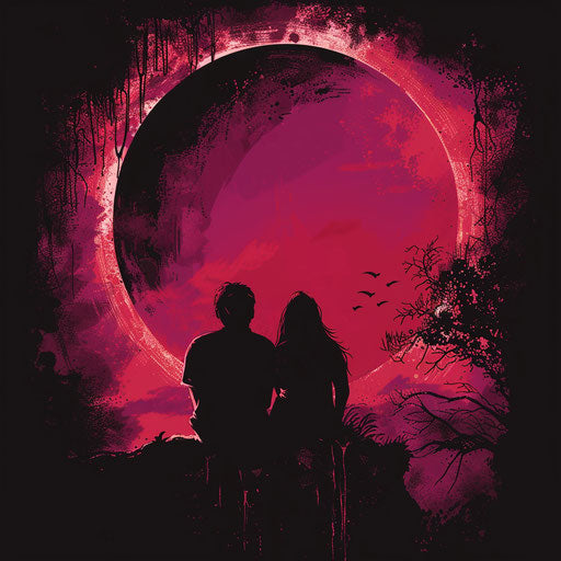 Romantic tattoo sketch of a couple watching an eclipse – IMAGELLA